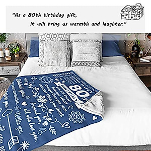 CUJUYO 80th Birthday Gifts for Women/Men Blanket 60"x50", Happy 80th Birthday Decorations for Women/Men Throw Blankets, 1943 Birthday Gifts for 80 Year Old Woman/Man, 80th Birthday Gifts Ideas
