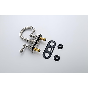 Derengge 2 Handle Brushed Nickel Bathroom Sink Faucet 3 Hole Faucet with Overflow Pop up Drain,360° Swivel Spout 4 Inch Centerset Bathroom Faucet without Supply Hoses,Meets cUPC NSF 61-9 AB1953,2 Pack