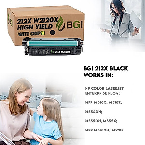 BGI Remanufactured Toner Cartridge Replacement for HP 212X W2120X Black High-Yield Toner for Use in M554 M555 MFP M578 Series | TAA Compliant, STMC Certified, USA Remanufactured Product | with Chip