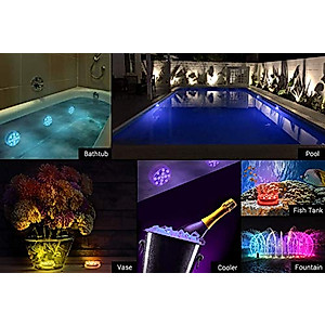 LOFTEK Submersible LED Lights with Remote RF(164ft),Full Waterproof Pool Lights for Inground Pool with Magnets, Suction Cups,3.35” Color Changing Underwater Lights for Ponds Battery Operated (4 Packs)