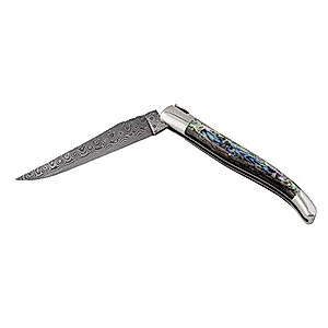 Laguiole knife abalone handle with Damascus blade - Direct from France