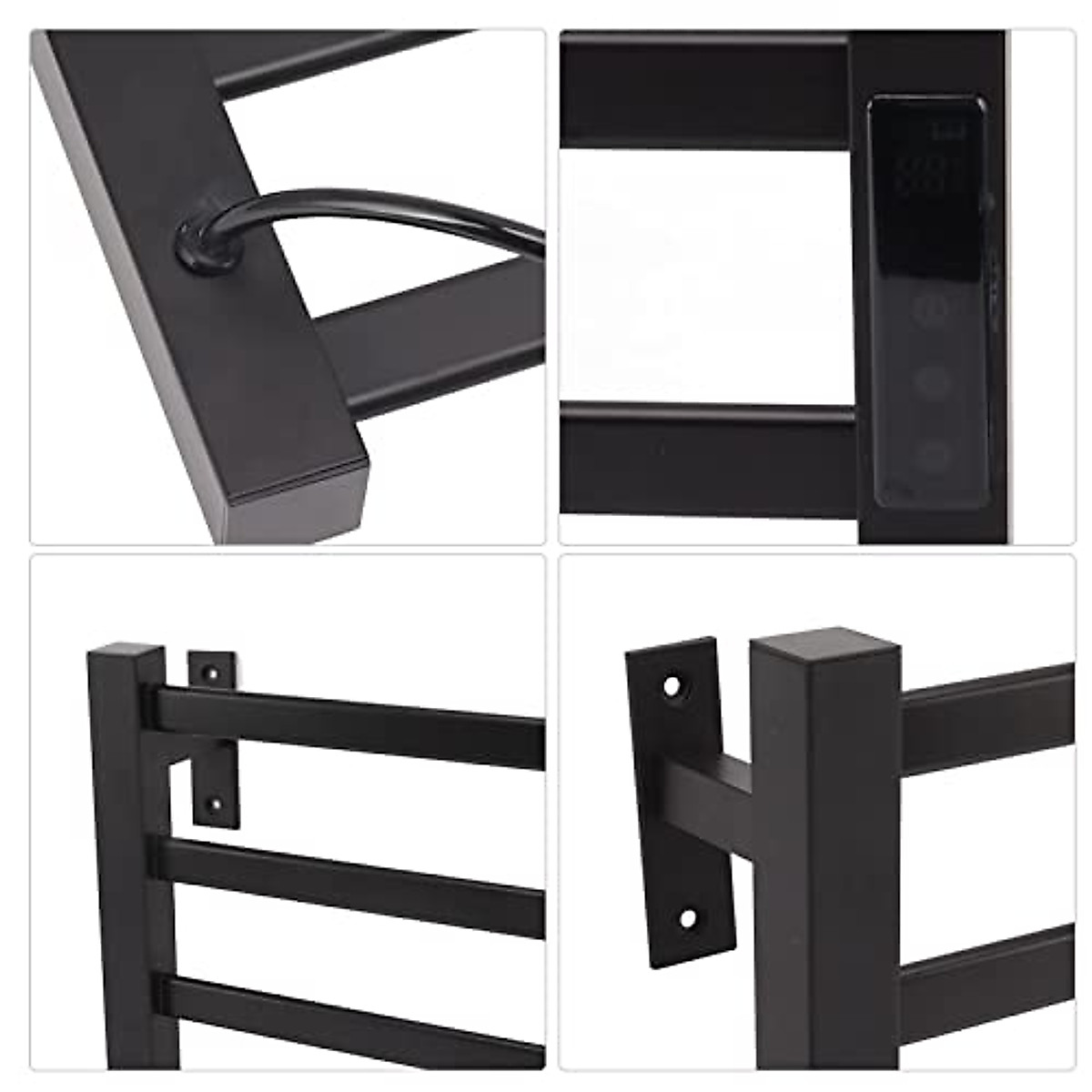 Fafeicy Digital Display Electric Heated Towel Rack with Thermostat, Wall Mounted for Bathroom, Punch Free Installation