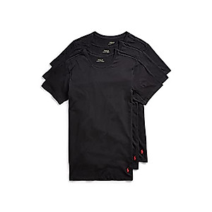 POLO Ralph Lauren Underwear Men's 3 Pack Slim Fit Crew Tees, Black, S