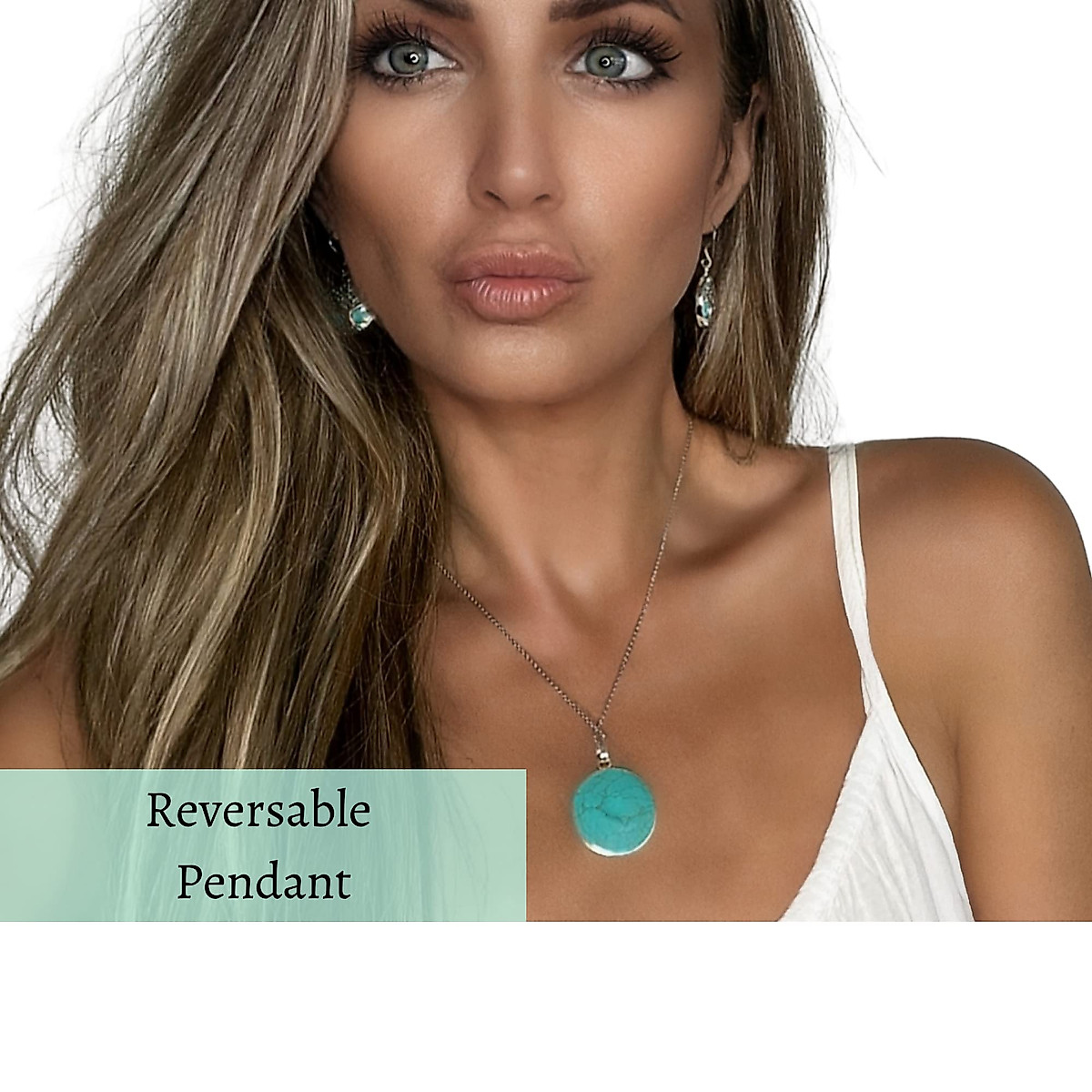 Sterling Silver Turquoise Stone Abalone Mother of Pearl Necklaces for Women - Tree of Life Necklace - Unique Pendant Necklaces - Fine Jewelry Gifts for Women (Turquoise)