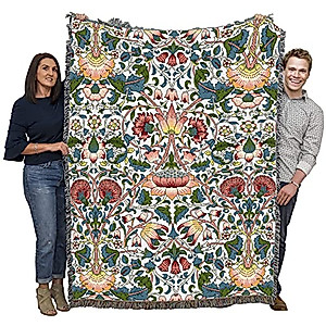 Pure Country Weavers William Morris Lodden Blanket - Arts & Crafts - Gift Tapestry Throw Woven from Cotton - Made in The USA (72x54)
