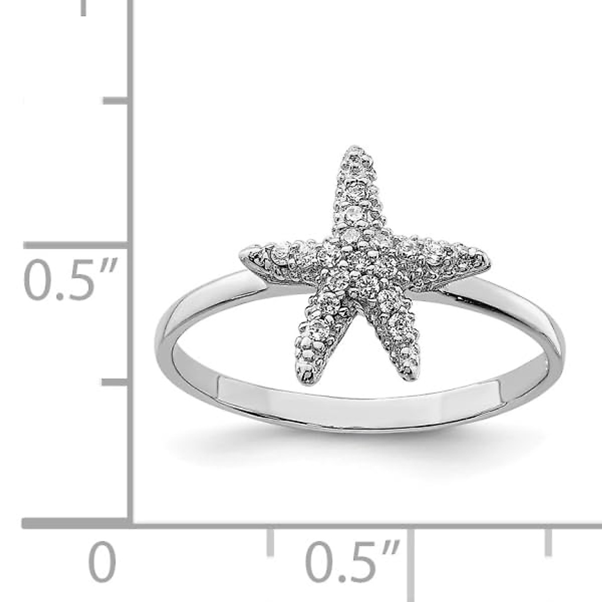 IceCarats 925 Sterling Silver Cubic Zirconia CZ Starfish Ring Size 8