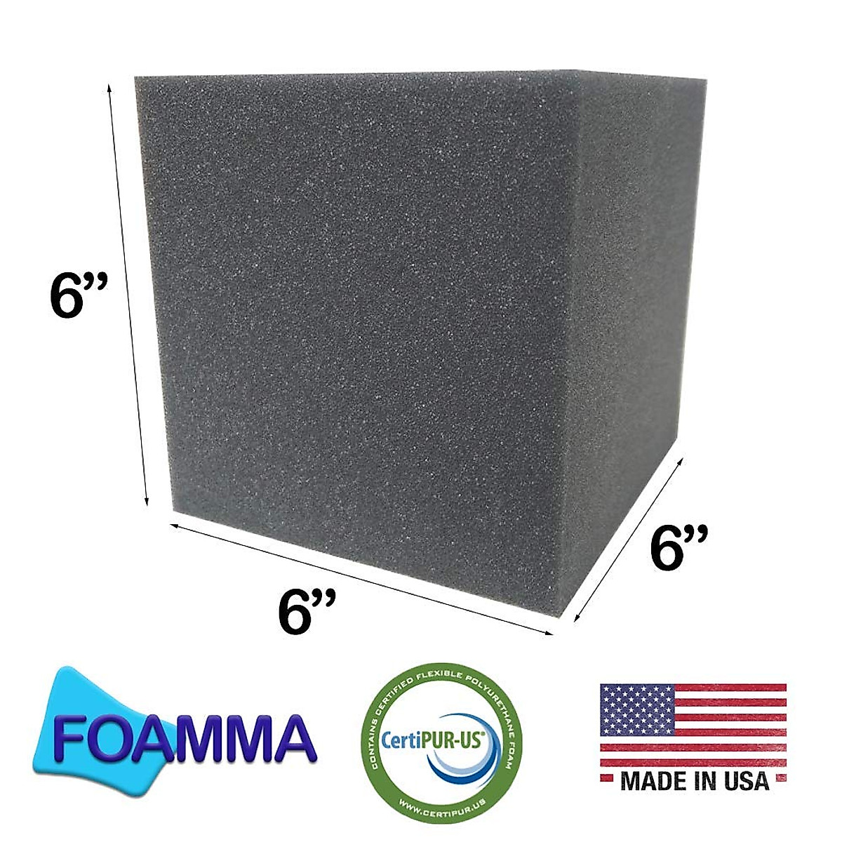 Foamma Charcoal Foam Pit Cubes/Blocks 6” x 6” x 6” 100 Pack for Gymnastics, Freerunning and Parkour Courses, Skateboard Parks, BMX, Trampoline Arenas