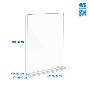 3 Pcs Acrylic Sign Holder, 8.5 x 11 inches Clear Table Menu Display Stand Desktop Display Stand Paper Holder Table Top Sign Holder Suitable for Restaurants, Office, Home, Store (3PCS-Acrylic)
