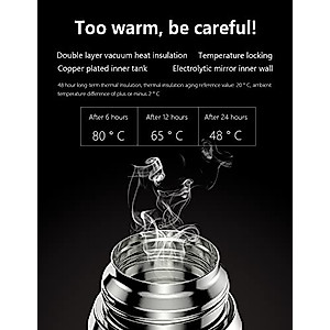 AISEELY Vacuum Insulated Bottles, Double Wall Stainless Steel Thermos with One-Piece Liner, Add-A-Cup Water Bottle for Hot & Cold Drink, Coffee Travel Mug Thermal (21 OZ)…