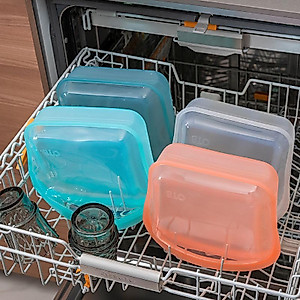 OTB Set of 2 Stand Up & Reusable Silicone Storage Bag, Silicone Food Storage Container, Leak-free, Microwave and Dishwasher Safe, BPA FREE Freezer Bags, Reusable Sandwich Bags Clear