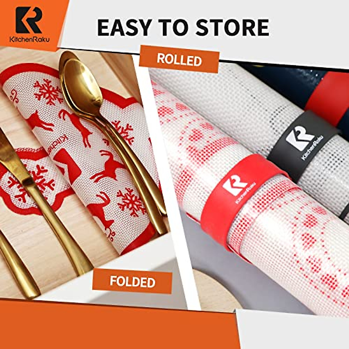 Silicone Baking Sheet Mat Set of 4, Perfect Food Grade Reusable Silicone Mat for Baking Sheets,Non Stick Silicone Liner for Rolling& Bake Pans - Macaron/Cookie/Bun/Bread Making By KITCHENRAKU KR