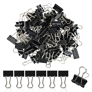 Metal Small Binder Clips Small for Paperwork,50 Pack 3/4 Inch Paper Clamps Clips Office Supplies,Mini Black Office Clips