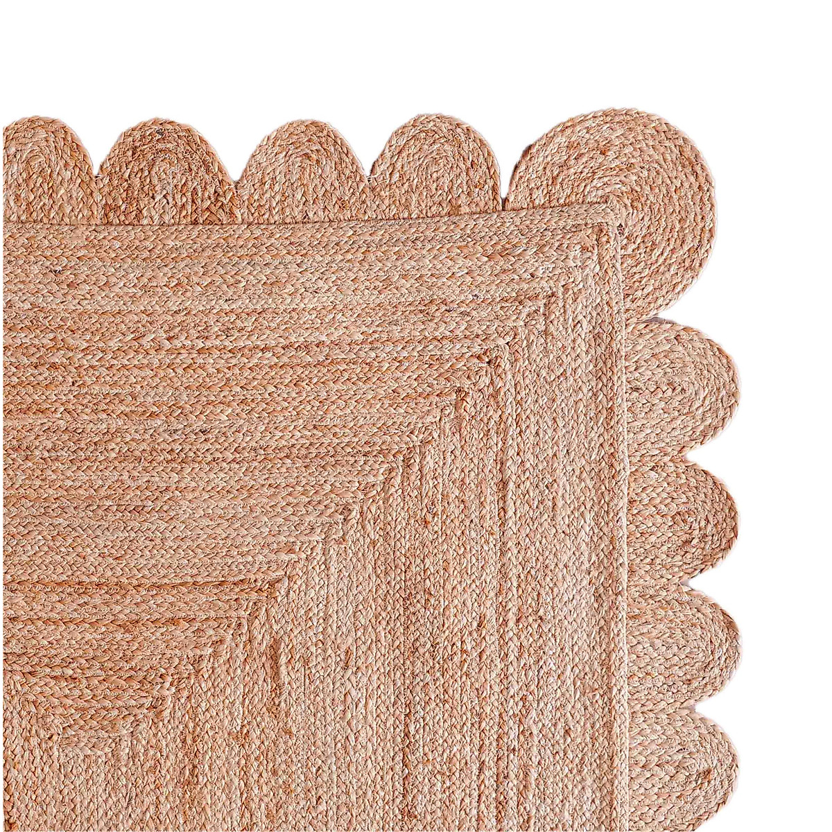 Scallop Pattern Jute Bohemian Area Rug (Natural, 2' x 3')