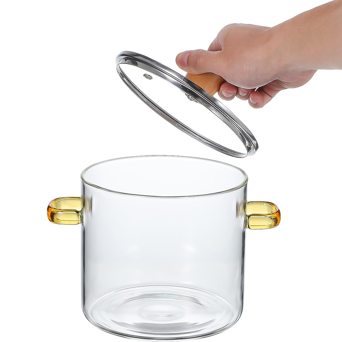 GANAZONO Glass Cooking Pot Glass Stovetop Pot Clear Pot Glass Cookware Glass Saucepan 2300ml