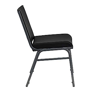 Flash Furniture 4 Pack HERCULES Series Heavy Duty Black Vinyl Stack Chair