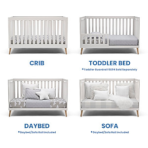 Delta Children Essex 4-in-1 Convertible Baby Crib, Bianca White with Natural Legs