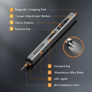 AM ARROWMAX Electric Screwdriver, 74 in 1 Mini Power Screwdriver Set w/ 70 Magnetic Bits, 5 Torque Modes, Red Dot, IF Winning Design, Rechargeable Small Cordless Screwdriver for Phone, DIY (SES ULTRA)