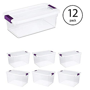 Sterilite 66 Quart (6 Pack) and 6 Quart (12 Pack) Totes, Clear Plastic Stackable Storage Containers with Latching Lids for Home Organization