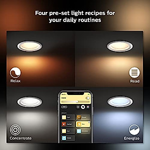 Philips Hue White and Color Ambiance Extra Bright High Lumen Dimmable LED Smart Retrofit Recessed 4" Downlight Compatible with Amazon Alexa Apple HomeKit and Google Assistant