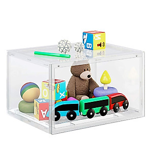 SONGMICS Shoe Boxes, Pack of 6 Stackable Shoe Organizers with Clear Door for Sneakers, Plastic Shoe Storage for US Size 12, 14.2 x 11 x 8.7 Inches, Transparent ULSP06CW