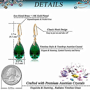 Austrian Crystal Teardrop Dangle Drop Earrings for Women