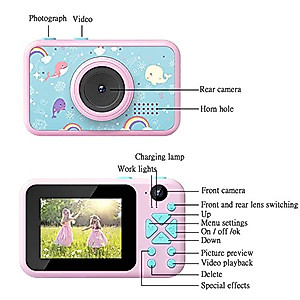 Vlogging Camera for Kids, Full Hd 1080p Rechargeable Electronic Mini Camera for Boys and Girls, Point and Shoot Digital Cameras with IPS Screen, Electronic Anti-Shake Digital Camera