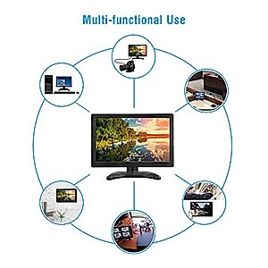 Topiacam 12 Inch Small HDMI Monitor, 1366x768 Portable Mini Computer Monitor Security Camera Monitor Screen LCD Display w/Speaker, HDMI VGA AV Port for PC Security CCTV System Raspberry Pi
