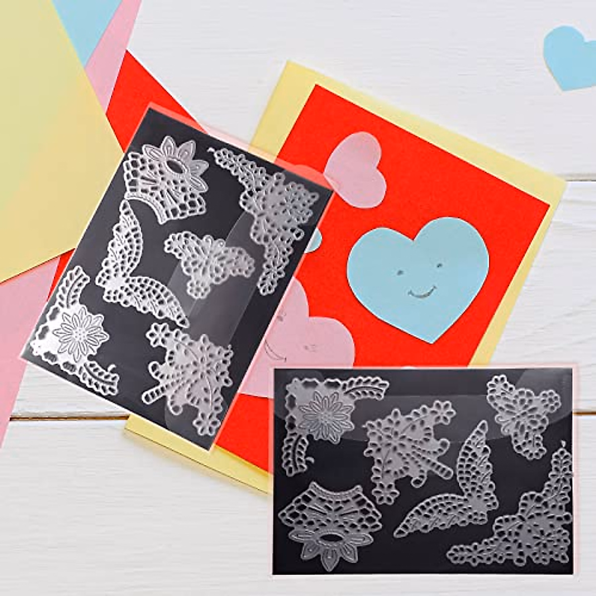 12 Pcs Stamp and Die Storage Bag with 12 Pieces Rubber Magnetic Sheets Clear Resealable Plastic Seal Bags Storage Pocket Large Stencil Envelope Case for DIY Scrapbooking Die Cutting (0.3 mm thickness)