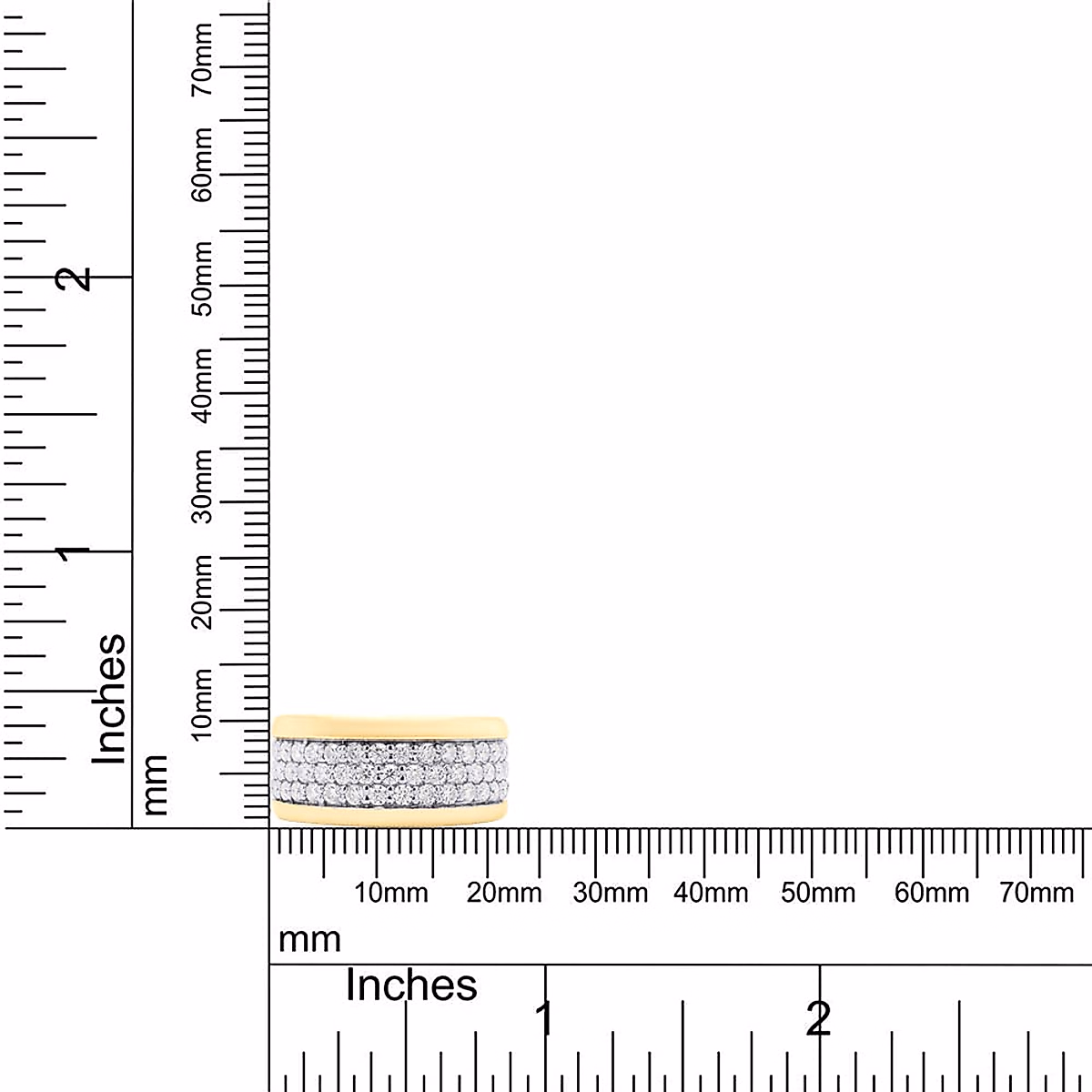 SAVEARTH DIAMONDS 1 3/4 cttw Round Lab Created Moissanite Diamond 3-Row Eternity Stackable Wedding Band Ring In 14K Yellow Gold Over Sterling Silver 1 1/2 Cttw Size-7.5