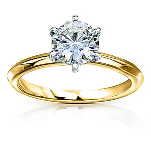 Kobelli Classic Solitaire Round Brilliant Moissanite Engagement Ring 1 Carat 14k Yellow Gold (GH, VS), 7