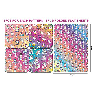 Sikiweiter Unicorn Wrapping Paper - Unicorn Wrapping Paper Birthday Girl, 8 Sheets Princess Wrapping Paper, 19.7 x 27.6 Inches Per Sheet
