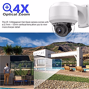 VIKYLIN 8MP Outdoor PTZ PoE IP Camera with Audio,4K Security Speed Dome Pan Tilt 4X Optical Zoom/2.8~12mm Lens,Human/Vehicle Detection,132ft IR Night Vision,IP66 (2804PTZ)