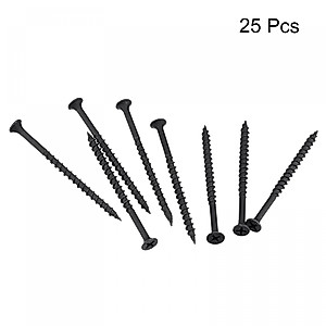 uxcell #8 x 2 3/4-Inch Wood Screws Phillips Flat Head Carbon Steel Self Tapping Screws Black 25pcs