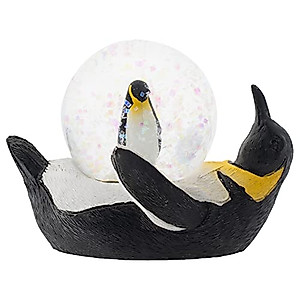 Yellow Neck Penguin Mommy and Chick Figurine 45MM Glitter Snow Globe Decoration