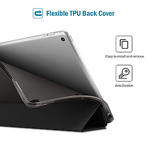 ProCase Smart Case for iPad 9.7 Inch iPad 6th 5th Generation Cases, iPad Air 2, iPad Air Case, Slim Soft TPU Stand Smart Case for iPad 9.7 2018 2017 Model iPad Air 2 Air 1 -Black
