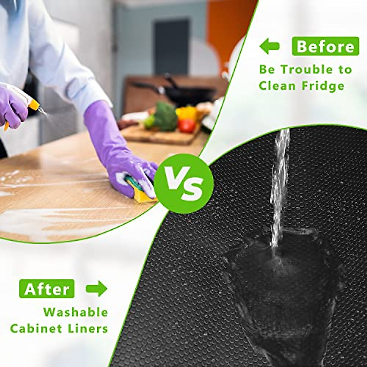 WochiTV Shelf Liner for Cabinets, Drawer 12 Inch x 4.9 Feet, Non Adhesive EVA Plastic Waterproof Protectors Mats for Kitchen, Pantry, Bathroom Closet, Cupboard, Black