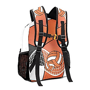 Anneunique Personalized Volleyball Orange Name Backpack Casual Travel Daypack for Hiking Traveling Sport