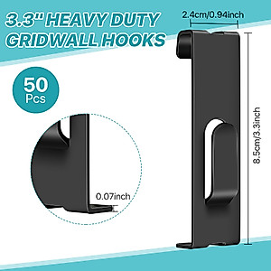 Supkiir Metal Grid Wall Hooks, 50Pcs Black L-Shaped Hooks for Picture Hanging, Display Grid Wall Panel Accessories, 10lbs Weight Capacity, Offices, Kitchen Decoration