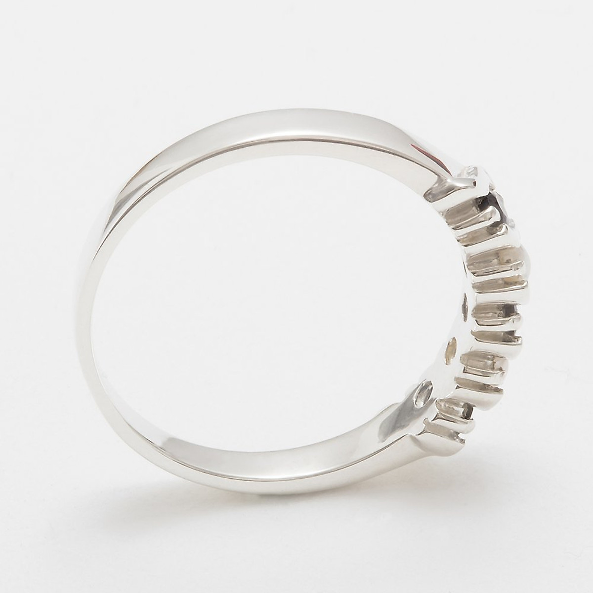 LetsBuyGold Solid 925 Sterling Silver Natural Sapphire & Cultured Pearl Womens Eternity Ring - 7.75 - Size 7.75