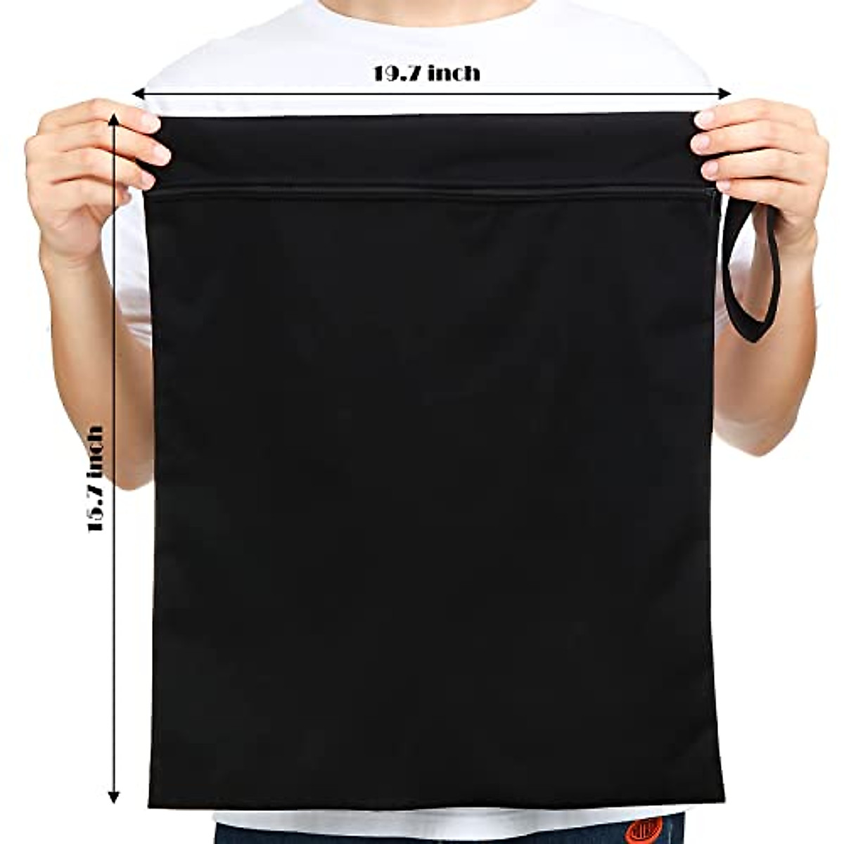 2 Pcs Large Travel Laundry Bag Washable Waterproof Wet Dry Bag Large Dirty Clothes Bag Bathing Suit Workout Bag for Gym Clothes Laundry Wet Clothes Swimming Yoga (Solid Black)