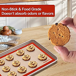 Silicone Baking Mat Set of 6, Easy Clean & Non-Stick Food Grade Reusable Baking Mat, Silicon Baking Mats Oven Liner Sheet, Round & Square Cake Mat, Pastry Board Rolling Dough Mats for Macaron Cookie