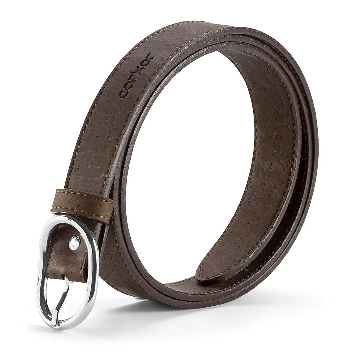 Corkor Women's Cork Belt 25mm Wide Vegan Product (Brown, S - (for waist 27" to 31"))