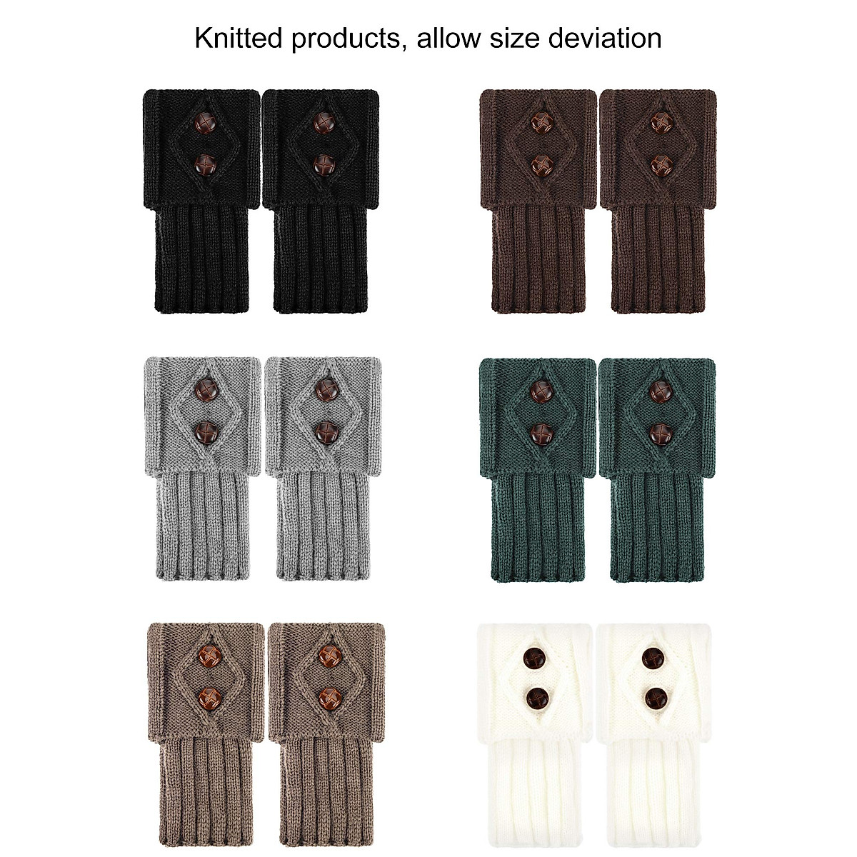 SATINIOR 6 Pairs Women Boot Cuffs Socks Cable Winter Knitted Boot Cuffs Socks Short Knitted Leg Warmers Button Boot Toppers (Vivid Colors)