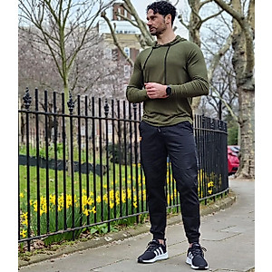 JMIERR Men's Casual Joggers Pants - Cotton Drawstring Chinos Cargo Pants Hiking Outdoor Twill Track Jogging Yoga Sweatpants Jogger Pants with Pockets for Men Slim Fit, US 32(S), A Black