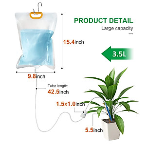 HUHKOUAE 5Pcs Plant Drip Bag, Plants Automatic drip Irrigation with Valve Kits,for Plant Flower Life House Device Watering System