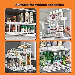 AVSMGP Under Sink Organizers and Storage, Rotatable Under Bathroom Cabinet Organizer, 2 Tier Sliding Under Shelf Storage Kitchen Cabinet Basket Drawer Organizer,White,S