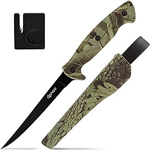 dpnao Fillet Knife Fishing 6-8 inch Chef Knifes/Professional Level Knives for Filleting Boning Kitchen /Flexible Stainless Steel Blade with Sheath and Sharpener