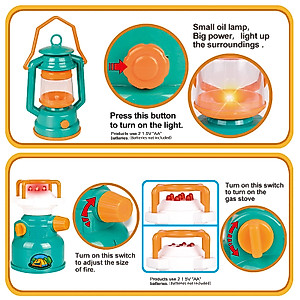 FUN LITTLE TOYS Pop Up Tent with Kids Camping Gear Set, Kids Play Tent Outdoor Toys Camping Tools Set for Kids