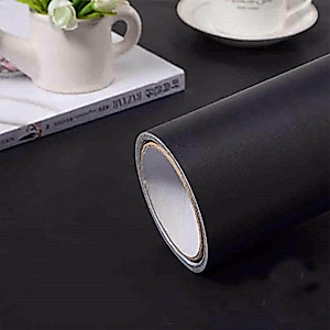 practicalWs (15.7" x118" Black Wallpaper Self Adhesive and Removable Peel and Stick Vinyl Film Stick Paper Easy to Apply Wall Coverings Shelf Home Decorative Liner Table and Door Reform