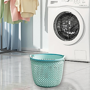 2 Pack Laundry Basket, Lightweight Laundry Hamper With Handle, Plastic Laundry Basket For Closet, Dorm, Laundry Room, Bedroom, Large Laundry Basket, Home Closet Clothes Basket (Blue)